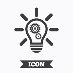 Bulb with cogs - gears icon Royalty Free Vector Image