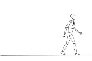 Single one line drawing smart robotic standing Vector Image