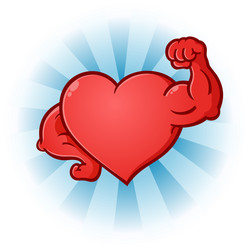 Heart flexing muscles cartoon character Royalty Free Vector