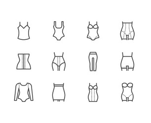 Shapewear flat line icons set corrective Vector Image