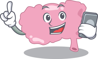 With phone brain character cartoon mascot Vector Image