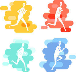 Human running positions on colorful backdrops set Vector Image