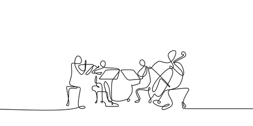 Continuous line drawing of jazz classical music Vector Image