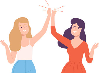 Kids greeting gesture high five children smiling Vector Image
