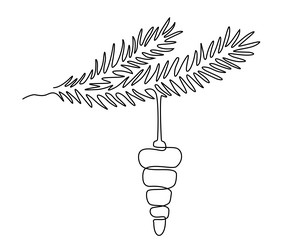 One line of a fir tree branch Royalty Free Vector Image