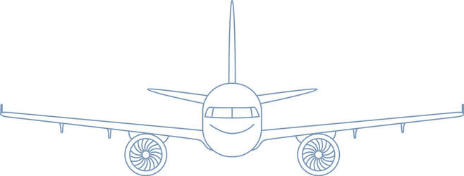 Flat airplane front view civil plane Royalty Free Vector