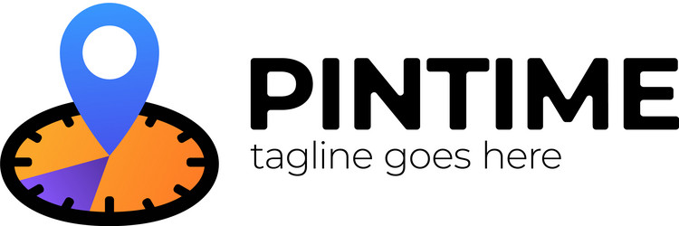 Pin time logo template design clock and map Vector Image