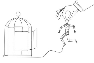 Continuous one line drawing big hands holding Vector Image