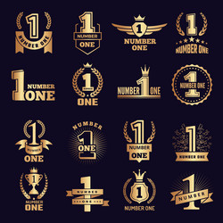 Number one badges or banners award business Vector Image
