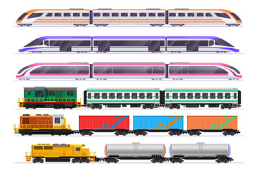Trains collection side view passenger Royalty Free Vector