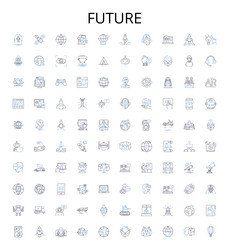 Future outline icons collection futurity foresee Vector Image