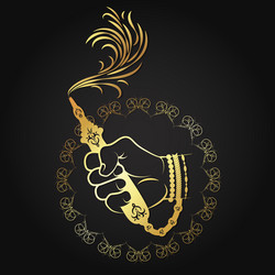 Golden and royal hand drawn emblem of farm sheep Vector Image