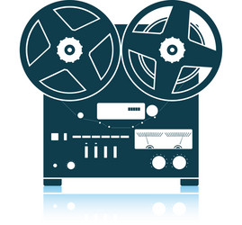 Reel tape deck recorder logo icon Royalty Free Vector Image