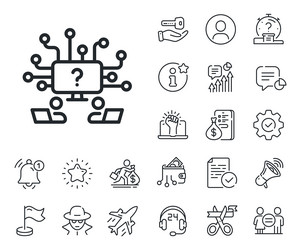 Teamwork question line icon ask help sign Vector Image