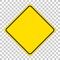 Yellow traffic warning sign on transparent Vector Image