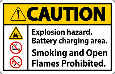 Warning sign forklift battery charging area Vector Image