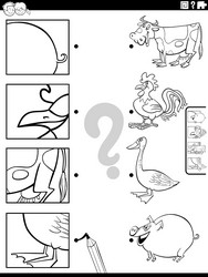 Match cartoon farm animals and clippings game Vector Image