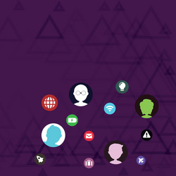Networking technical icons with chat heads Vector Image