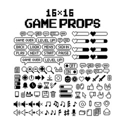 Set 8-bit pixel graphics icons isolated Royalty Free Vector