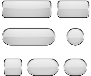 Black and white button set round square Royalty Free Vector