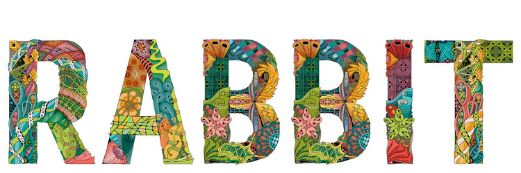 Word rabbit entangle object for coloring Vector Image