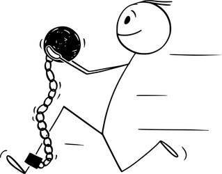 Cartoon man or businessman trapped in golden Vector Image