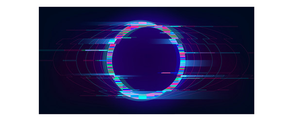 An illuminated circle with glitch effect Vector Image