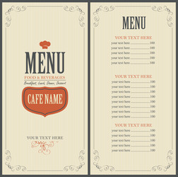 Vintage bakery menu design restaurant Royalty Free Vector