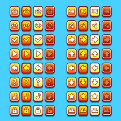 Yellow game icons buttons Royalty Free Vector Image