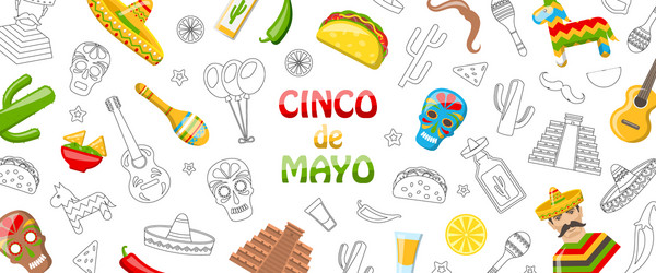 Mexican holiday set traditional poster for fiesta Vector Image