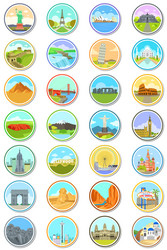 Popular sightseeing spots in the world icons Vector Image