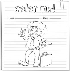 A coloring worksheet with man Royalty Free Vector Image