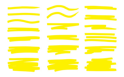 Highlight underline brush yellow marker pen Vector Image