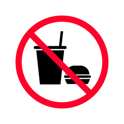 No eating or drinking sign food area icon Vector Image