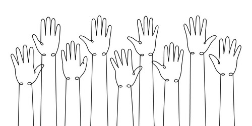 One line hands unity hand drawn Royalty Free Vector Image
