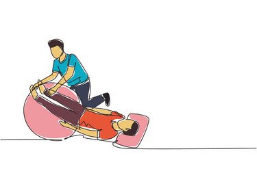 Single one line drawing physiotherapy Royalty Free Vector