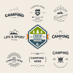 Camping labels set Royalty Free Vector Image - VectorStock