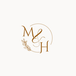 Letter mh wedding monogram logo design Royalty Free Vector
