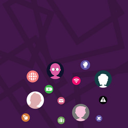 Networking technical icons with chat heads Vector Image