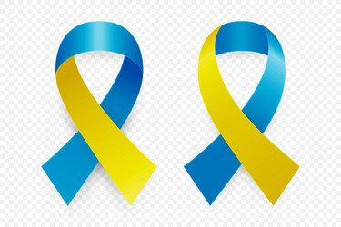 3d realistic yellow and blue ribbon icon Vector Image