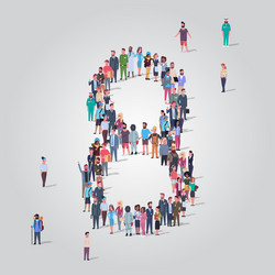 Big people crowd forming number two 2 shape Vector Image