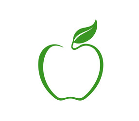 Apple with green leaf for logo design fruit Vector Image