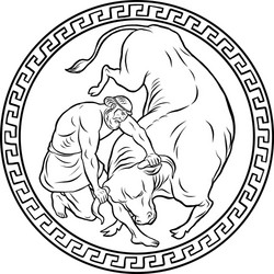 Cretan bull 12 labours hercules heracles Vector Image