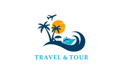 Beach holiday travel logo Royalty Free Vector Image