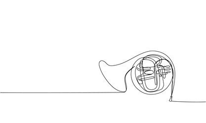 French horn one line art continuous line drawing Vector Image