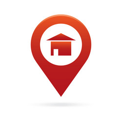 Home location marker red 3d icon Royalty Free Vector Image