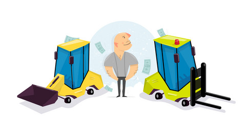 Yellow loader funny cartoon style Royalty Free Vector Image