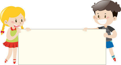 Cartoon little kids holding banner Royalty Free Vector Image