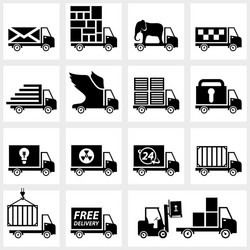 Black shipping icon set Royalty Free Vector Image