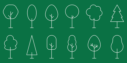 Continuous one line drawing of green trees Vector Image